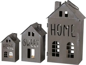 Kovové lucerny Home Sweet Home - set 3 ks
