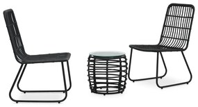 48585 vidaXL 3dílný bistro set polyratan černý