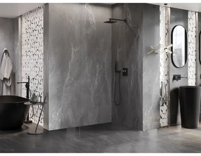 Mexen, Mexen Lunar L sprchová stěna pravá 80 x 200 cm, průhledná 8 mm, pistolový kov - 830L-080-000-95-00-P