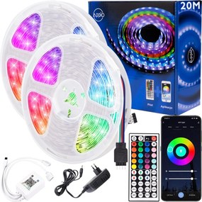 BERGE LED pásek 20m RGB Bluetooth + dálkové ovládání