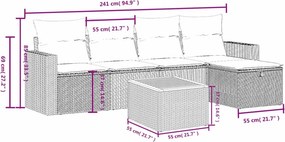 6dílná zahradní sedací souprava s poduškami černá polyratan 3264828