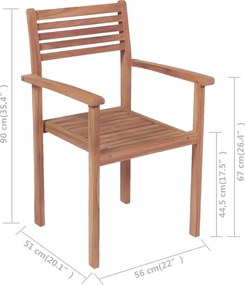 vidaXL Stohovatelné zahradní židle s poduškami 6 ks masivní teak [3072572] Barva: krémová