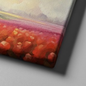 Obraz na plátně - Tulipánové pole s větrným mlýnem FeelHappy.cz Velikost obrazu: 60 x 40 cm
