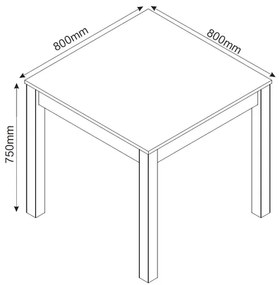 Jídelní stůl David 80x80 cm, bílý