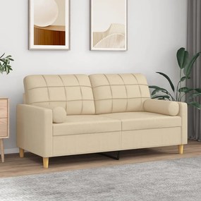 2místná pohovka s polštáři krémová 140 cm textil 3200784