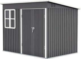 Outsunny Kovová Kůlna na Nářadí 4,13 m² 260 x 177 x 190 cm Skladovací Kůlna s Oknem, Šikmou Střechou a Zámkem, Voděodolný Zahradní Dům na Zahradu | Ao