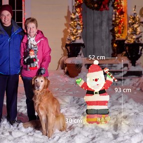 Outsunny 97 LED vánoční dekorace, Vánoce Santa Claus v teplé bílé, ocelový rám, vícebarevná