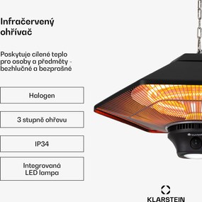 Blumfeldt Heat Hexa, infračervený ohřívač, 800/1200 W, halogen, IP34, LED, černý