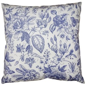 Povlak na polštář s modrým botanickým motivem – 45x45 cm