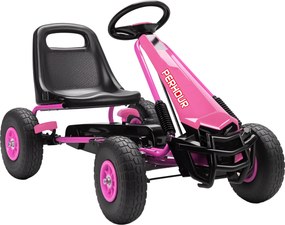 AIYAPLAY Pedálový gokart pro děti, výškově nastavitelné sedadlo, EVA kola, brzda, spojka, 3-8 let, růžová