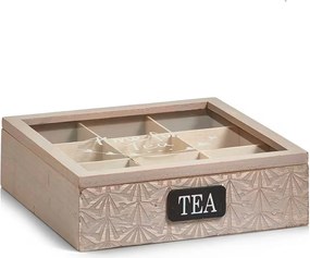 Zeller Present Dřevěná krabička na čaj - TIME FOR TEA, 9 přihrádek