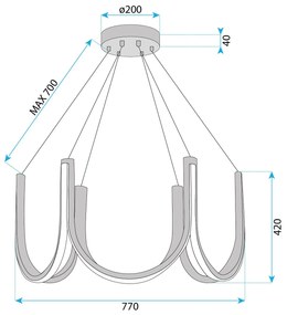 Toolight Závěsné LED osvětlení Modern D11 APP1749-CP zlaté