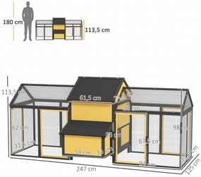 MM Handel  Kurník pro malá zvířata, 2 venkovní výběhy, 1 hnízdní budka, 2 rampy, Barvy a parametry Materiál dřevo