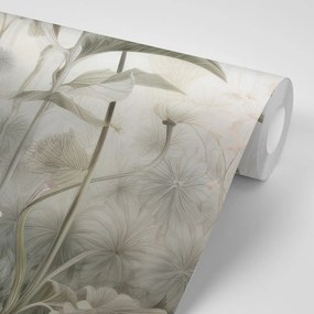 Samolepící tapeta květiny zahalené přírodou s béžovým kontrastem