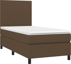 Box spring postel s matrací a LED tmavě hnědá 80x200 cm textil 3134672