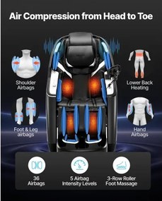 Masážní křeslo Dual-Core 4D+3D pro celé tělo VEVOR