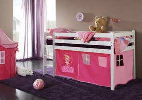 Dětská vyvýšená postel bílá růžová barva