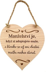 AMADEA Dřevěné srdce s textem Manželství je, když si adoptujete.., masivní dřevo, 16 x 15 cm