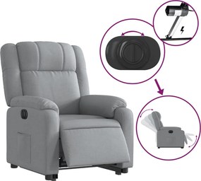 Elektrické zvedací polohovací křeslo světle šedé textil 3205226