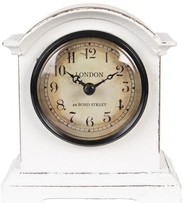 Bílé antik dřevěné stolní hodiny London - 13*7*14 cm / 1*AA