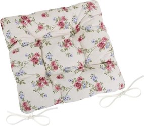 Bellatex Sedák DITA prošívaný 40x40 cm Růžička pnoucí Smetanová,Růžová,Zelená