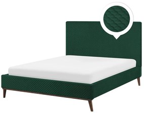 Sametová postel 140 x 200 cm tmavě zelená BAYONNE Beliani