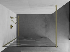 Mexen Kioto, sprchová zástěna Walk-In 100 x 200 cm, 8mm čiré sklo bílý vzor, ​​zlatý matný profil, 800-100-101-55-97