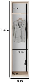 Eka Předsíňová stěna s čalouněnými panely Trinity 21 - Dub Artisan s černou / Šedá 2314