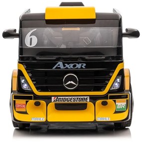 Tomido Dětský elektrický kamion Mercedes Axor s návěsem, MP4 žlutý