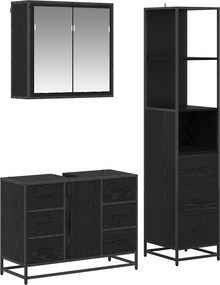 Sada koupelnového nábytku 3 ks Černý dub 80 x 33 x 60 cm 3402383