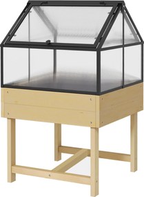 Outsunny Mini Skleník na Nohách - vyvýšený zahradní truhlík - rozměry 60D x 57Š x 103V cm - dvojitě otevíratelné polykarbonátové panely, ocel, ošetřen