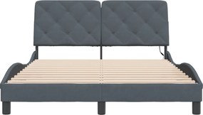 Rám postele s LED bez matrace tmavě šedý 140 x 200 cm samet 3213856
