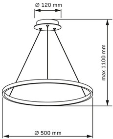 LED Lustr na lanku LEA LED/20W/230V 4000K pr. 50 cm matný chrom