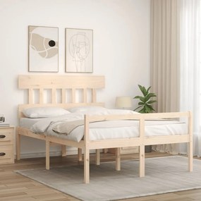 Postel s čelem pro seniory 140x190 cm masivní dřevo 3195396