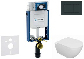 Geberit Kombifix - Set předstěnové instalace, klozetu Oudee a sedátka softclose, tlačítko Sigma20, černá lesk/černá mat SANI15CA5111