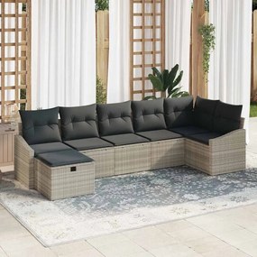 Set pohovek 7 ks Světle šedá polyratan 3359301
