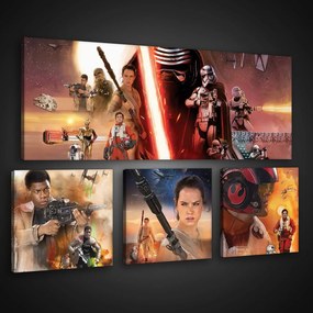 Postershop Obraz na plátně: Star Wars The Force Awakens - set 1ks 80x30 cm a 3ks 25,8x24,8 cm