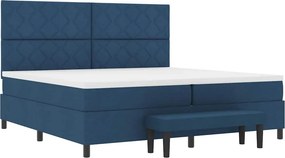 Postel s boxspringem s matrací s čelo Modrá 200 x 200 cm textil 3344176