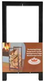 Kovový stojan na dřevo Rectangle, 30x60 cm, černá