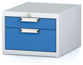 Alfa 3 Závěsný dílenský box na nářadí k pracovním stolům MECHANIC, 2 zásuvky, 480 x 600 x 351 mm, modré dveře