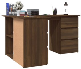 Rohový psací stůl hnědý dub 145 x 100 x 76 cm kompozitní dřevo,  815443