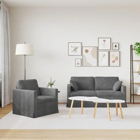 Set pohovek 2 ks Tmavě šedá samet 3407552
