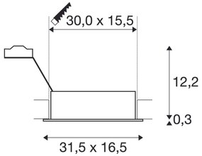 SLV 111382 New Tria 150, hliníková zápustná bodovka, 2x75W GU10 ES111, 16,5x31,5cm