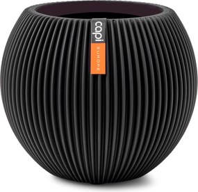 Capi Nature Groove Vase Ball Intense Black Ø 12 cm / V 10 cm