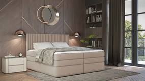 Boxspringová postel 180x200 LUMIRA 2 - béžová + topper ZDARMA