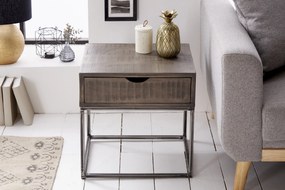 Noble Home Noční stolek Kardano, 45 cm, mango, šedý