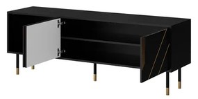 TV stolek Maramax 150 3D, Barva: černý / černý + zlatý