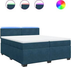 Box spring postel s matrací modrá 200 x 200 cm samet 3288700