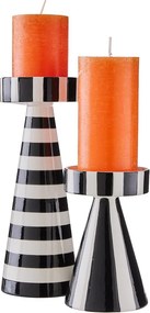 STRIPES Svícen na sloupovou svíčku 25 cm - černá/bílá