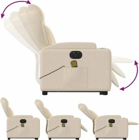 Elektrické zvedací masážní polohovací křeslo krémové textil 3204527
